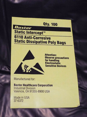 100 STATIC INTERCEPT ANTI-STATIC ANTI-CORROSIVE ESD BAGS 12X18 COINS ...