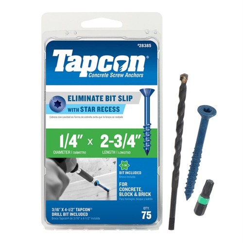 Tapcon 28385 1/4x2-3/4 Blue Star Drive Bugle Head Concrete Anchors 75 ...