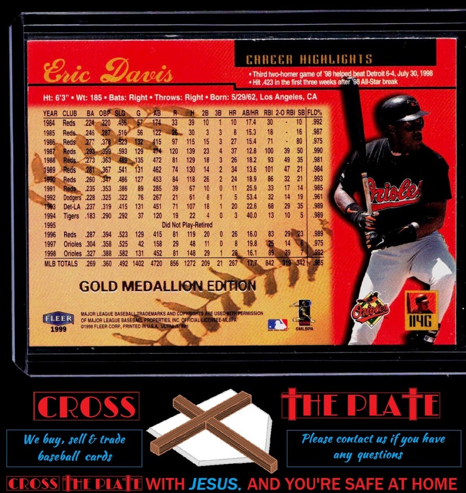 1-1999 Ultra Gold Medallion Edition Eric Davis Baltimore Orioles #114G ...
