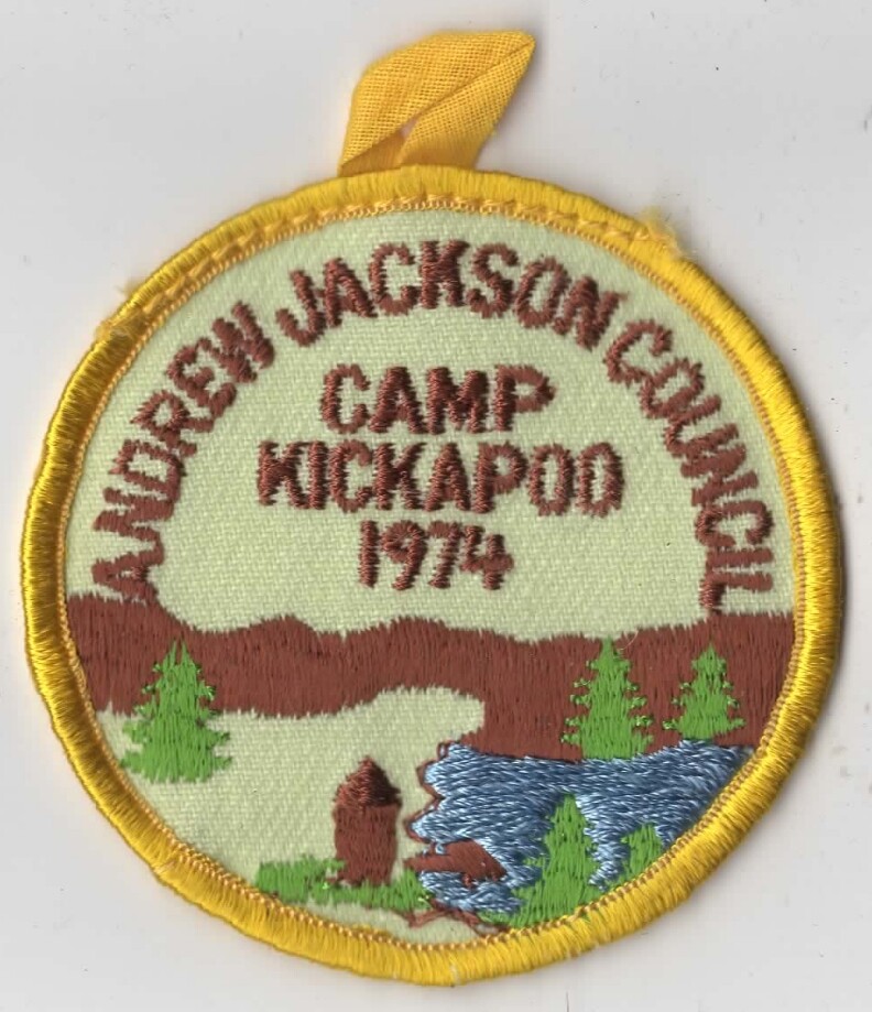 1974 Camp Kickapoo Andrew Jackson Council BSA Patch YELLOW Bdr. [CA4009 ...
