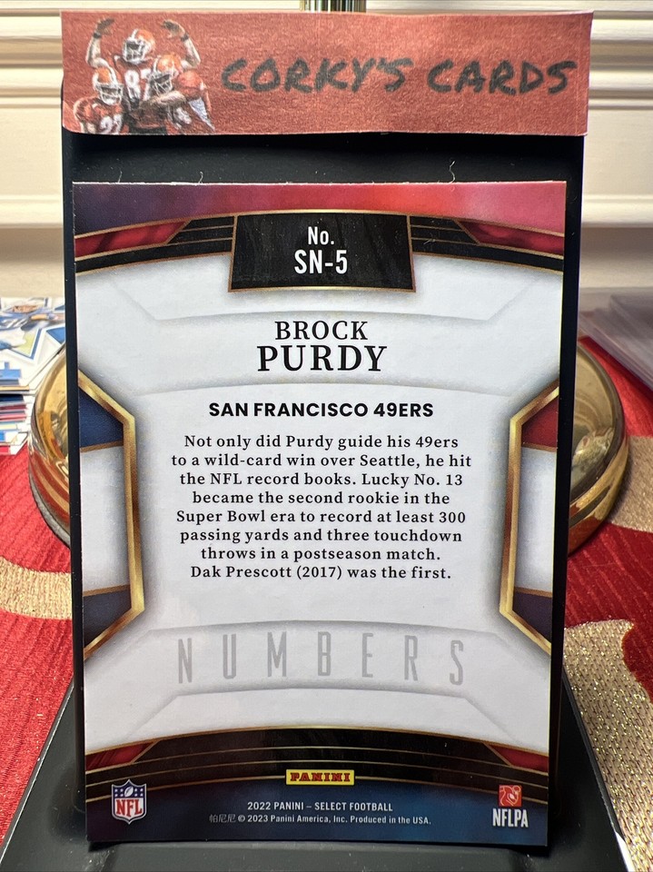2022 Select Brock Purdy #SN-5 Select Numbers Rookie Card RC 49ers QB | eBay