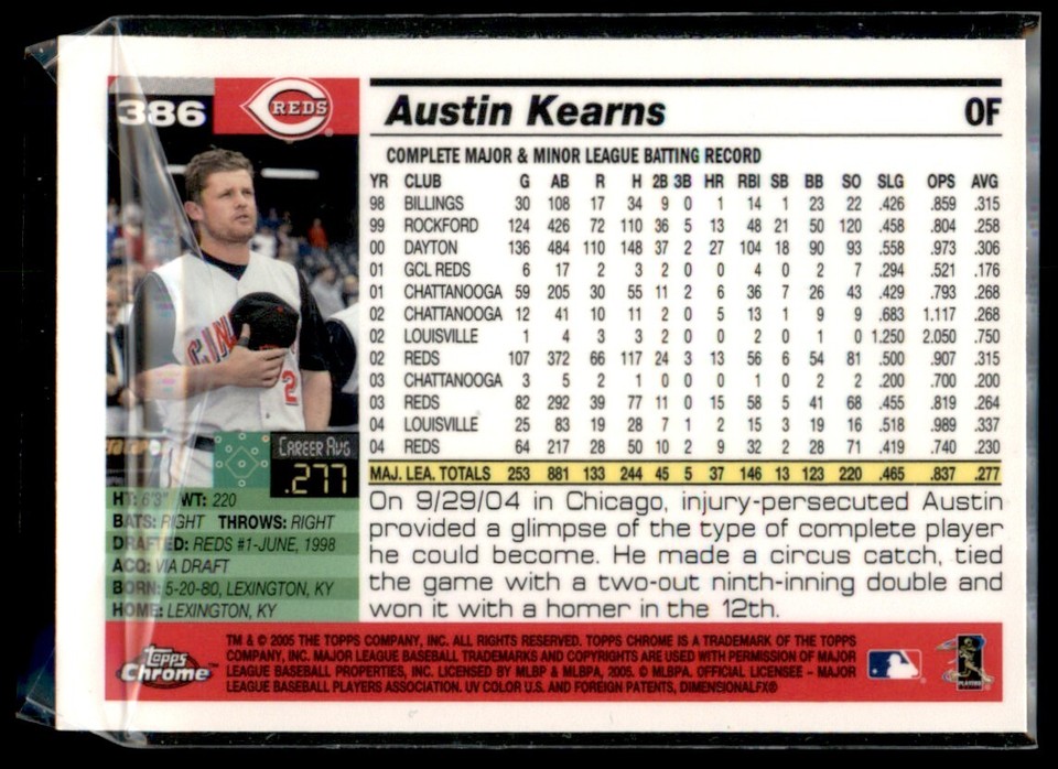 2005 TOPPS CHROME AUSTIN KEARNS CINCINNATI REDS #386 | eBay