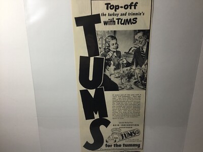 1950 Tums For The Tummy. Original Print Ad. | eBay