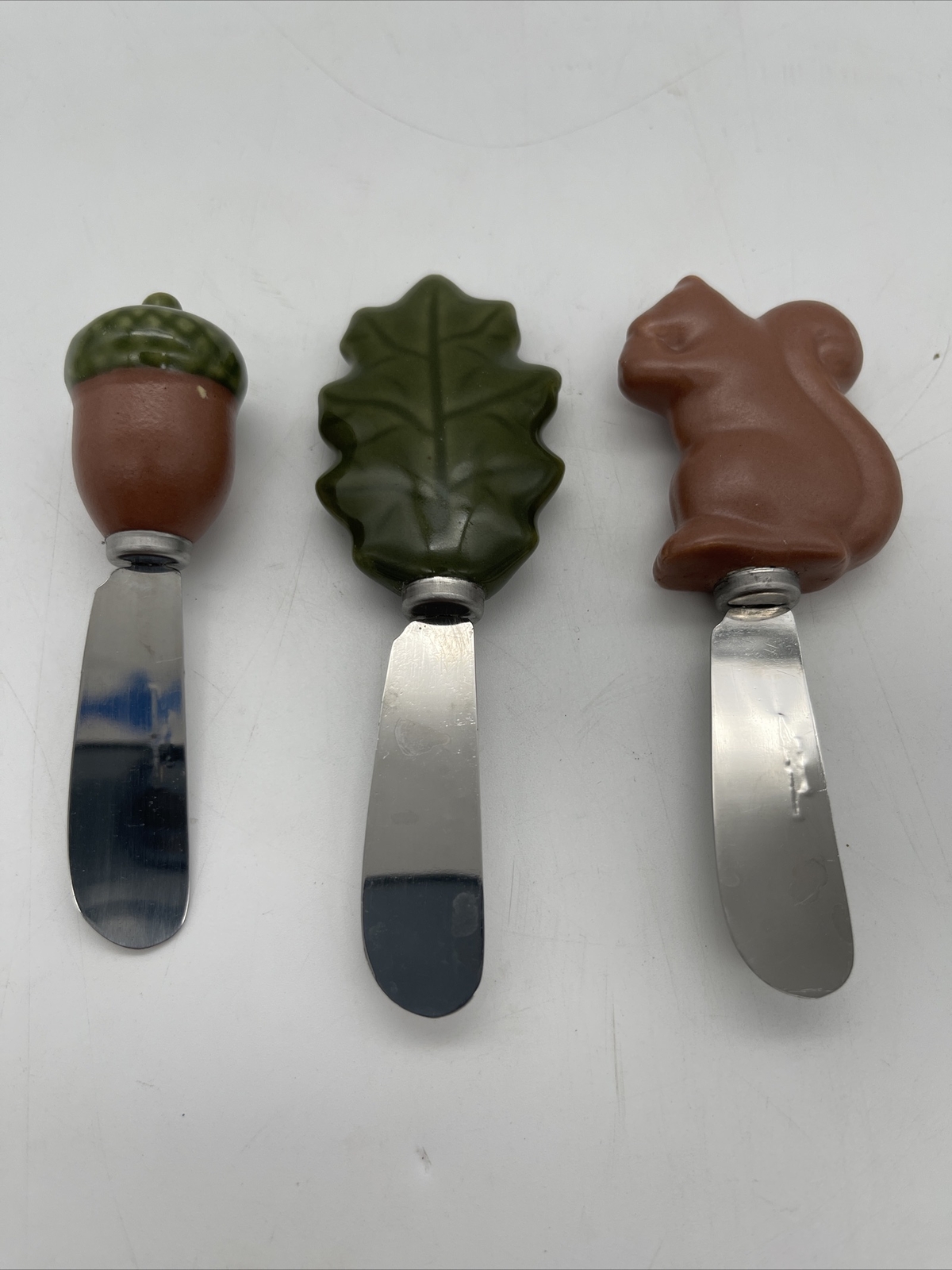 Set of 3 Cheese/Butter Knives Spreaders Fall Autumn Squirrel Acorns ...