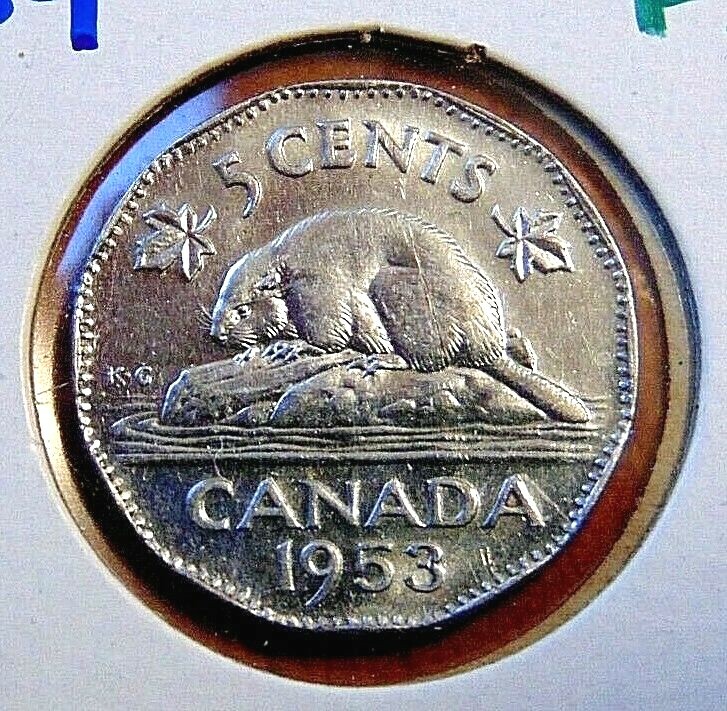 Canada 1953 NSF chromed steel 'nickel' five 5 cents coin | eBay