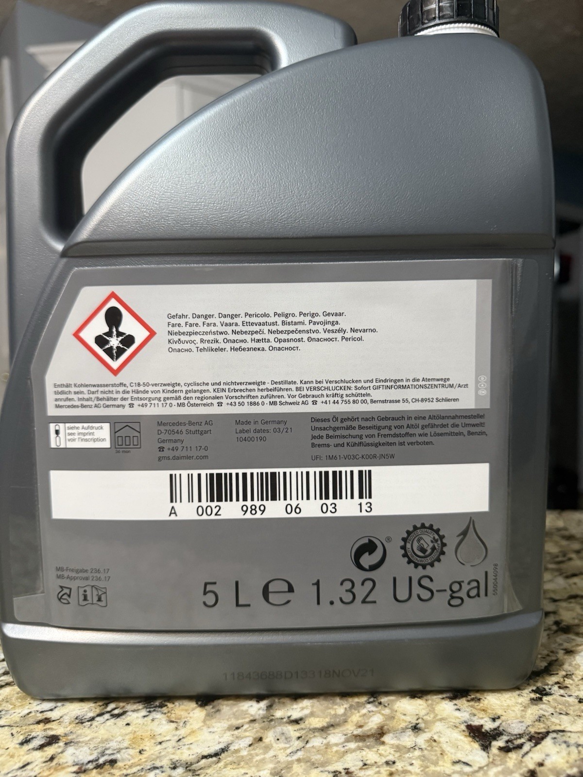 Genuine Mercedes-Benz MB 236.17 ATF D971 Auto Transmission Fluid, 5L/ 1 ...