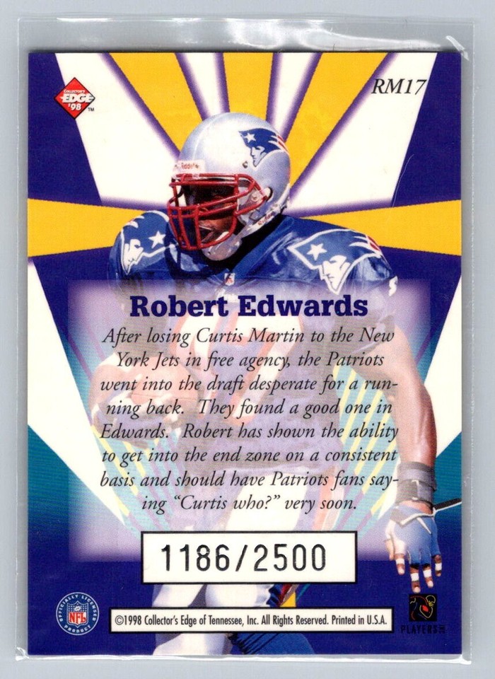 1998 Collector's Edge Masters Rookie Robert Edwards Rookie 1186/2500 ...