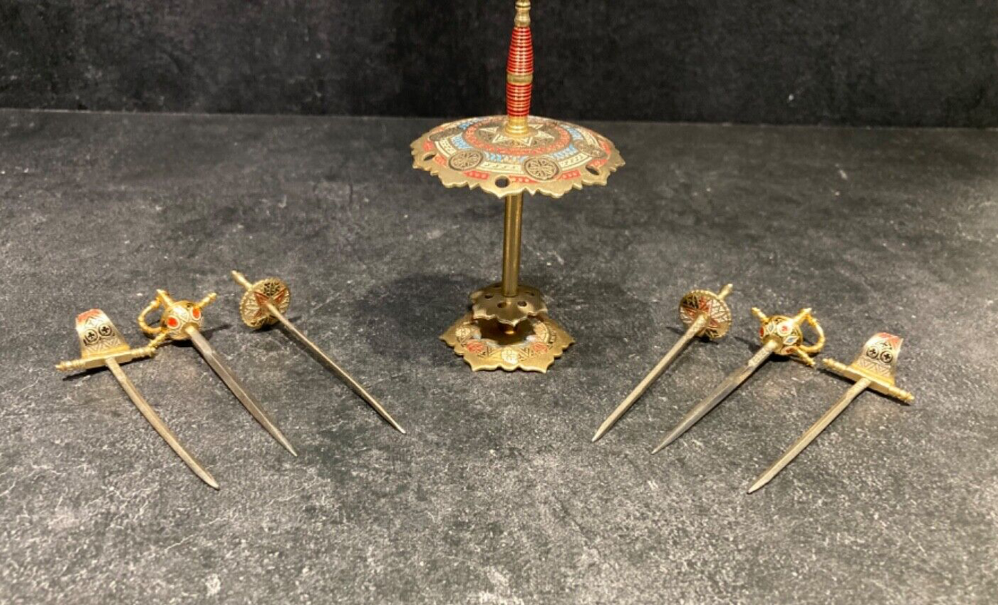 MCM Cocktail Swords Picks Toledo Spain Stand Appetizer Picks 7-piece ...