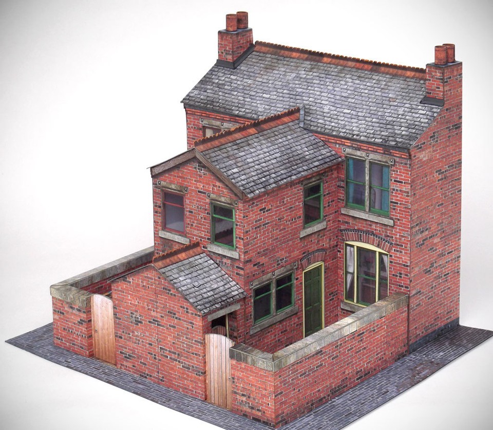 7mm Scale Victorian Terraced House Backs Card Model Kit Ideal For O ...