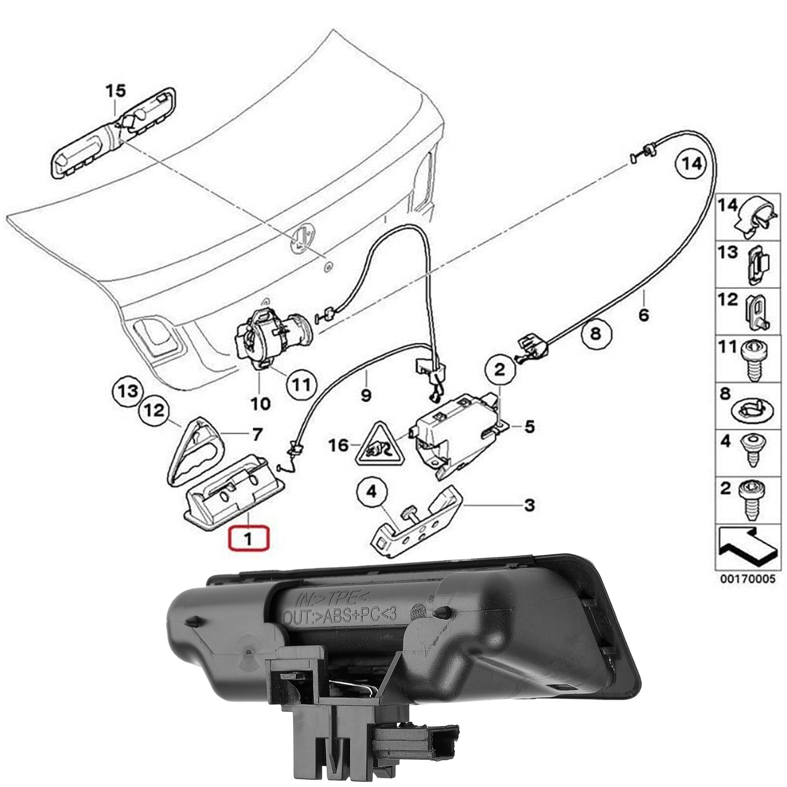 For BMW E60 E88 E90 E91 E92 E70 1 3 5Series Boot Trunk Handle Release ...