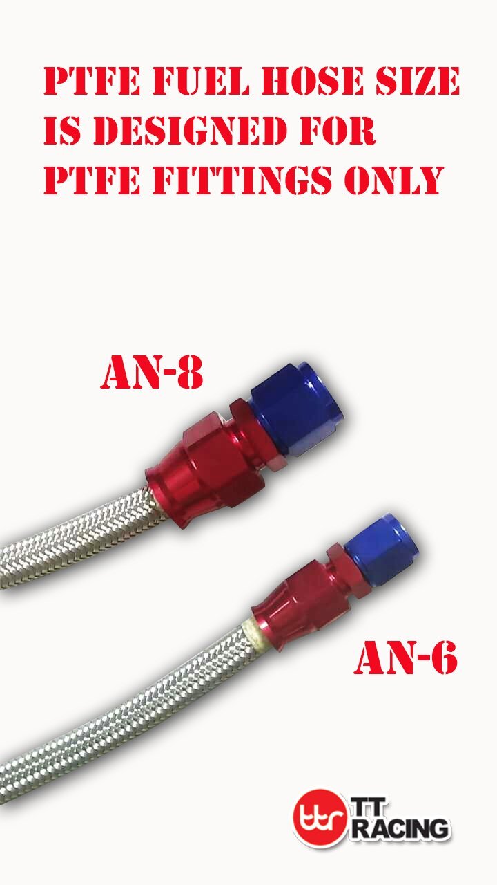 -6 AN 5/16" Stainless Steel PTFE Ethanol Fuel Line Hose 1 FT USA ...