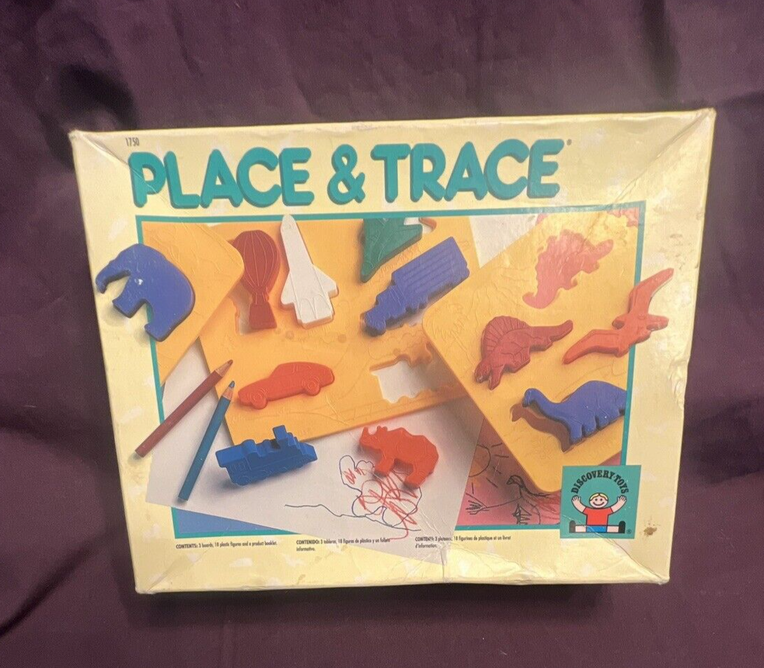 Vintage Place and Trace Puzzle Stencil Set Discovery Toys Complete ...