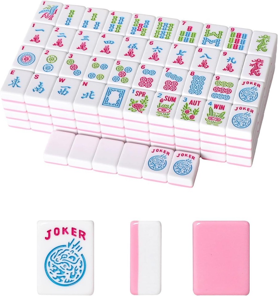Pink Melamine Mahjong Set 166 Tiles 1.2 Inch American Style Game | eBay