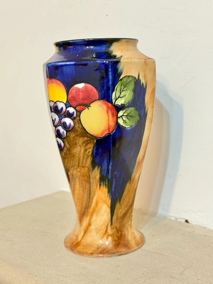Vintage H&K Tunstall English Art Pottery Vase With Fruit Motif Pattern ...