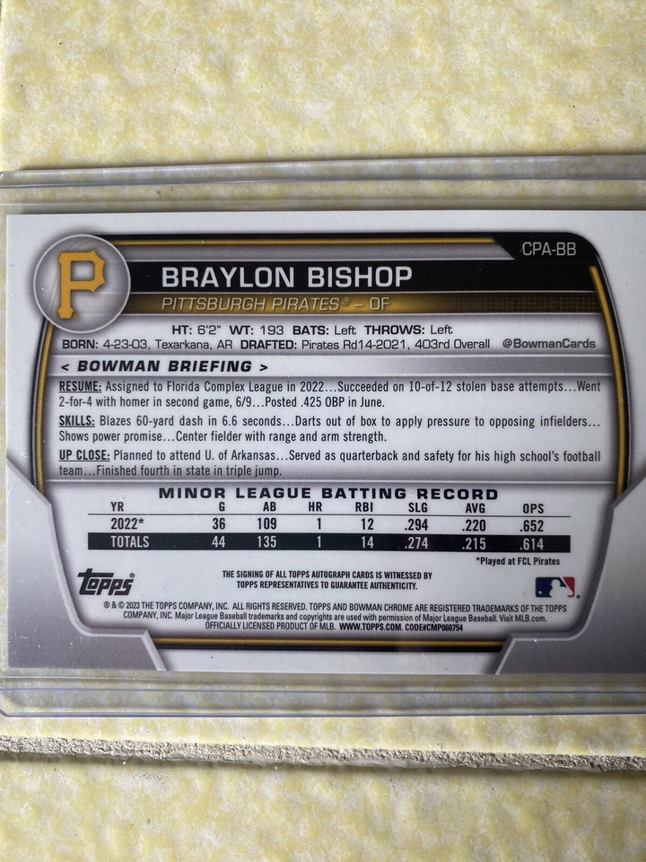BRAYLON BISHOP TRUE GREEN AUTO 21/99 BOWMAN 2023 CHROME BOWMAN 1ST | eBay