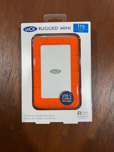 LaCie Rugged Mini 1TB USB 3.0 External Portable Hard Drive with USB-C ...