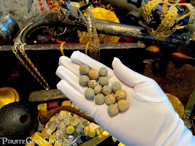 2 pc ATOCHA 1622 SHIPWRECK AUTHENTIC GRAPE SHOT/ LEAD SHOT COA PIRATE ...