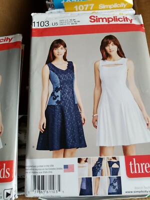 1103 Simplicity Fit-Flare Drop-Waist Dress Sewing Pattern Misses 6-14 ...