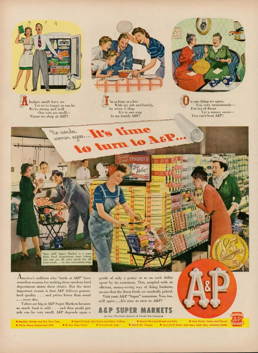 Advertisement For A&P Grocery Stores, Illustration Of Woman, 56% OFF