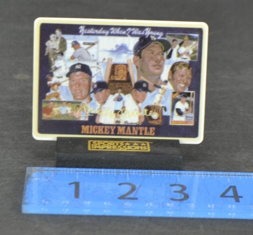 Vintage Mickey Mantle Ceramic Baseball Card With Wood Base by Enesco ...