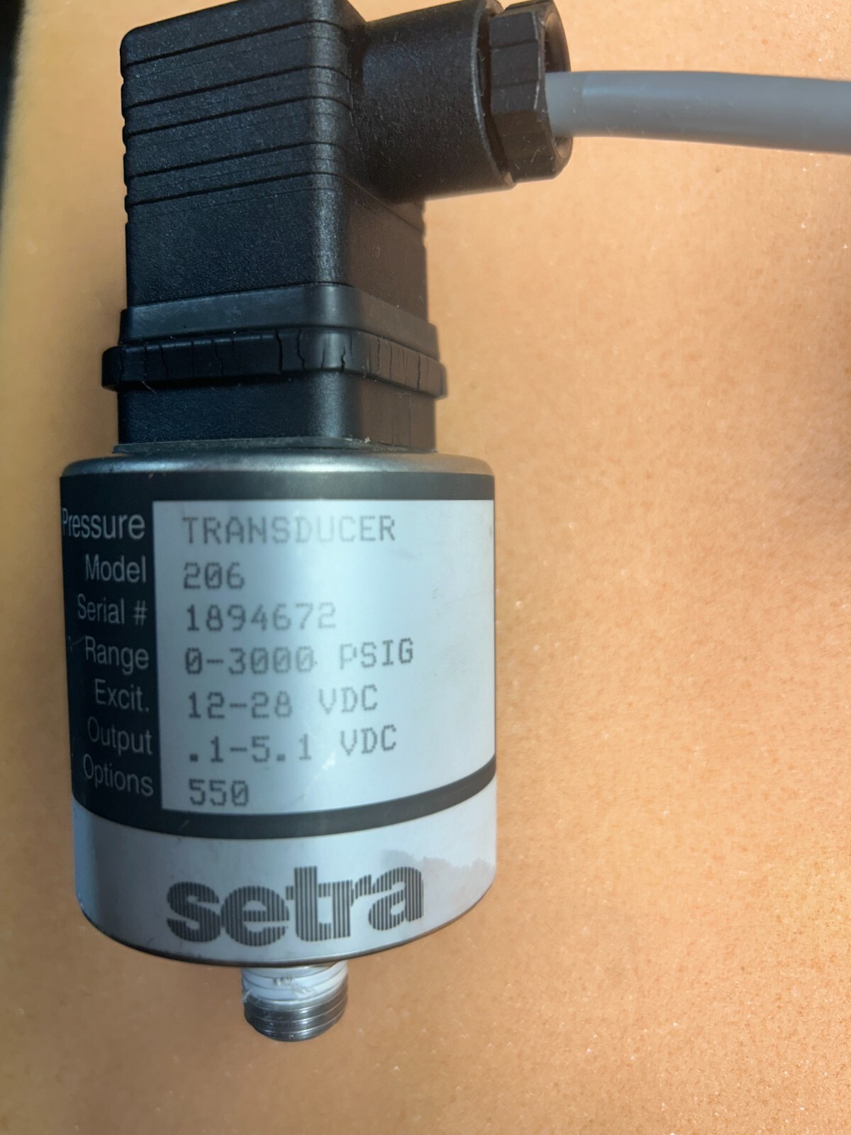 Lot of 3 Setra 206 Pressure Transducer 0-3000 PSIG 12-28 Excit. w ...