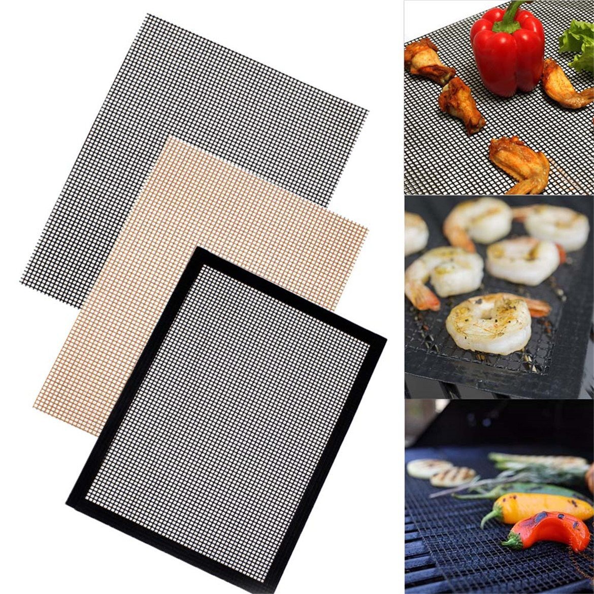 BBQ Mesh Grill Mat Non-Stick Liner Cooking Barbecue Sheet Wire Baking ...