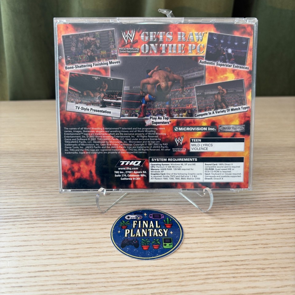 WWE Raw PC CD-ROM | THQ 2002 Windows XP / 98 Complete | Wrestling Game ...