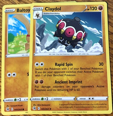 Baltoy 144/264, Claydol 145/264 - Evo Line - Fusion Strike - Read Desc ...