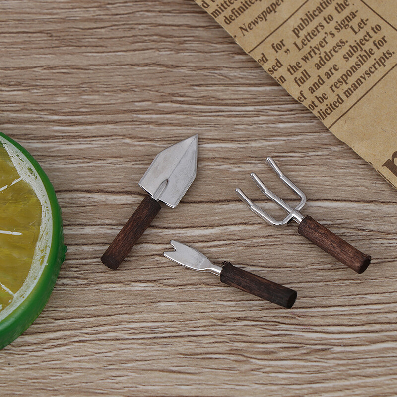 3pcs/set 1:12 Dollhouse Miniature Mini Garden Tool Shovel Furniture Toy ...