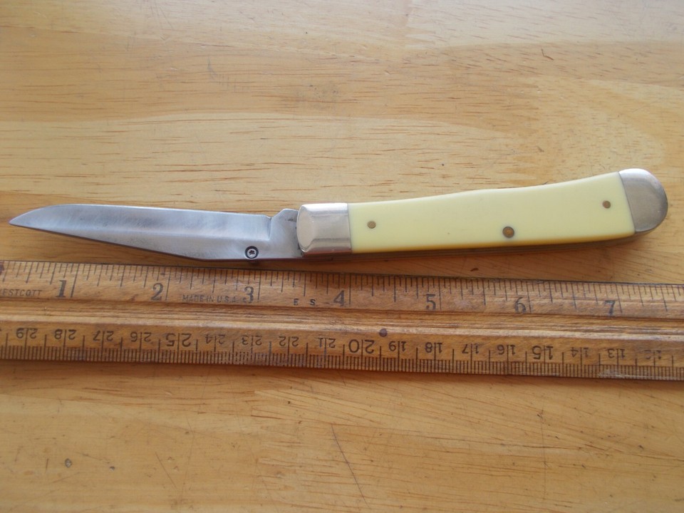 Case XX Yellow Synthetic Trapper Lock 3154L Knife RARE Estate Find No ...