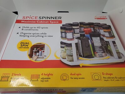 Spice Spinner Two Tiered Spice Organizer & Holder Rack Space Saver Dual ...