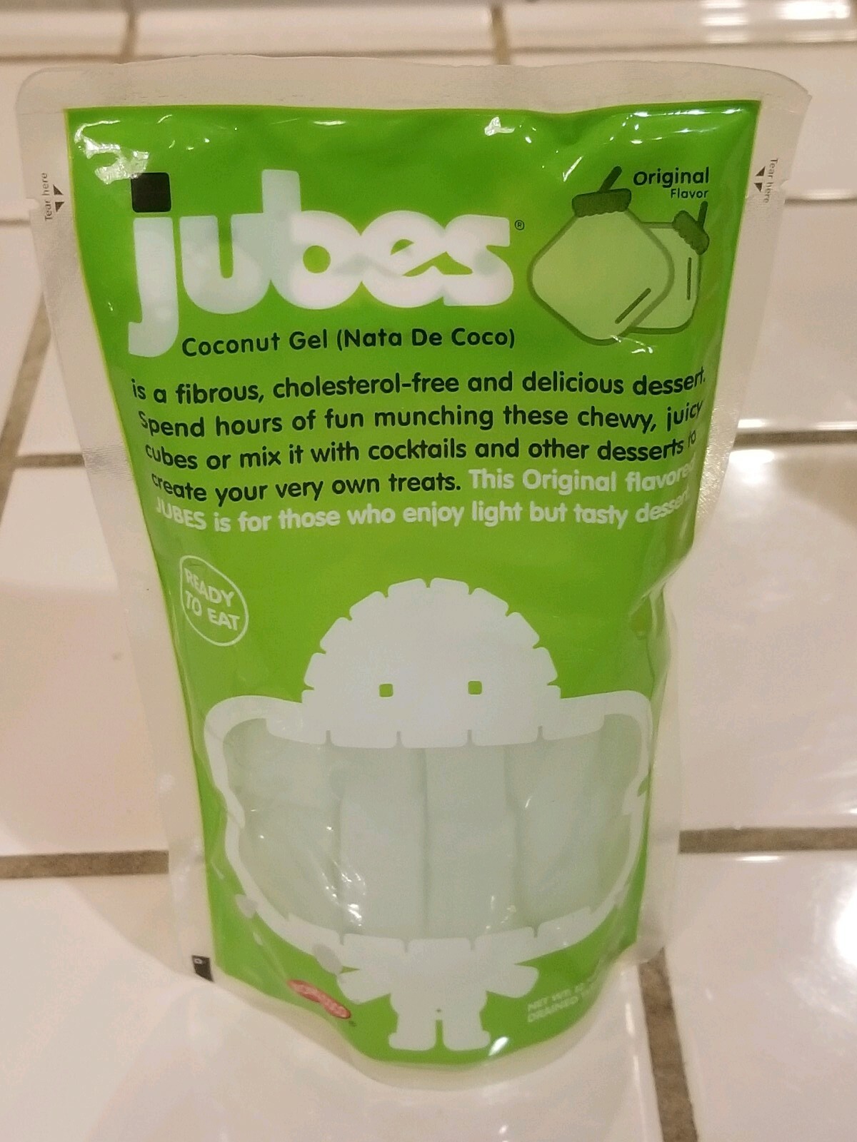 [6 Pouch × 8.9oz] Jubes Coconut Gel Nata De Coco (Pandan) Original ...