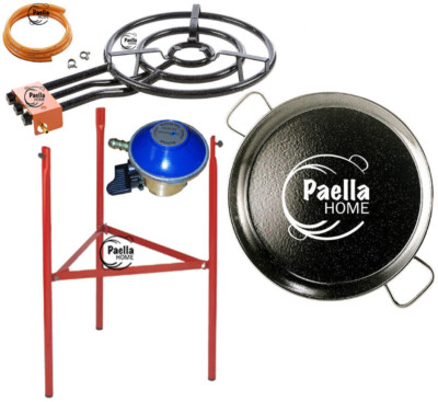 70cm Enamelled Paella Pan + 60cm 3 Ring Gas Burner + Butane Regulator ...