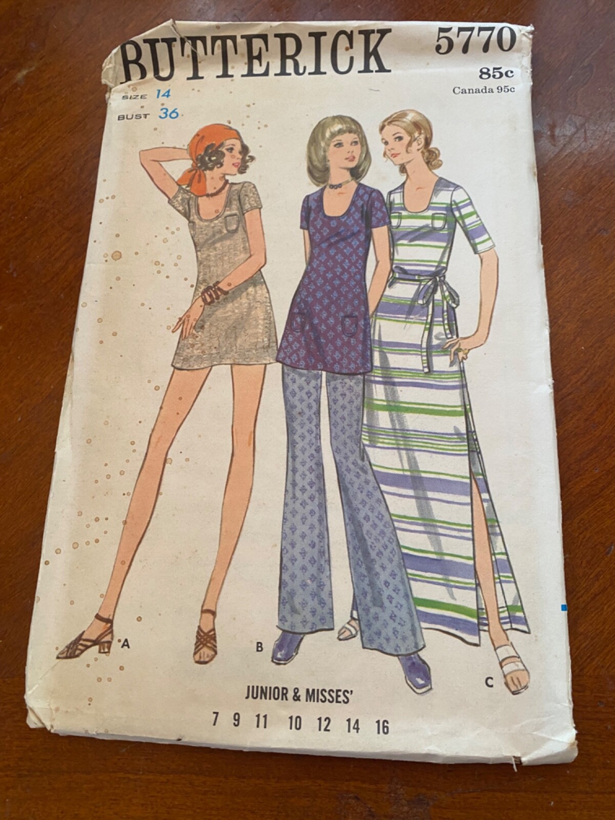 Butterick 5770 Vintage Sewing Pattern size 7-16 Misses dress pants ...