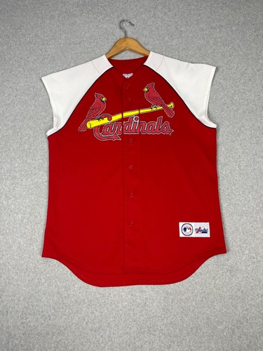 Vintage St Louis Cardinals Sleeveless Jersey Mens L Red MLB Majestic ...