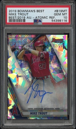 2019 Bowman's Best Mike Trout Best Of 2019 Atomic Refractor Auto #/25 ...
