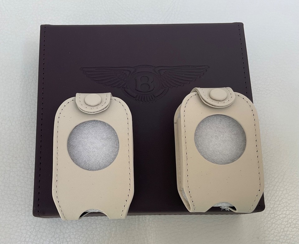 BENTLEY GENUINE 2 X LINEN LEATHER CAR KEY FOB COVER CASES IN BOX NEW ...