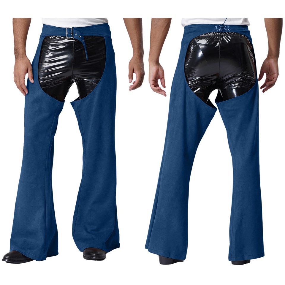 Mens Western Cowboy Motorcycle Tassel Hollow Out Pants Trousers ...