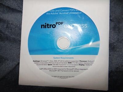 Nitro ~ PDF Editor Software CD ~ Create Read Convert Edit Tools for ...