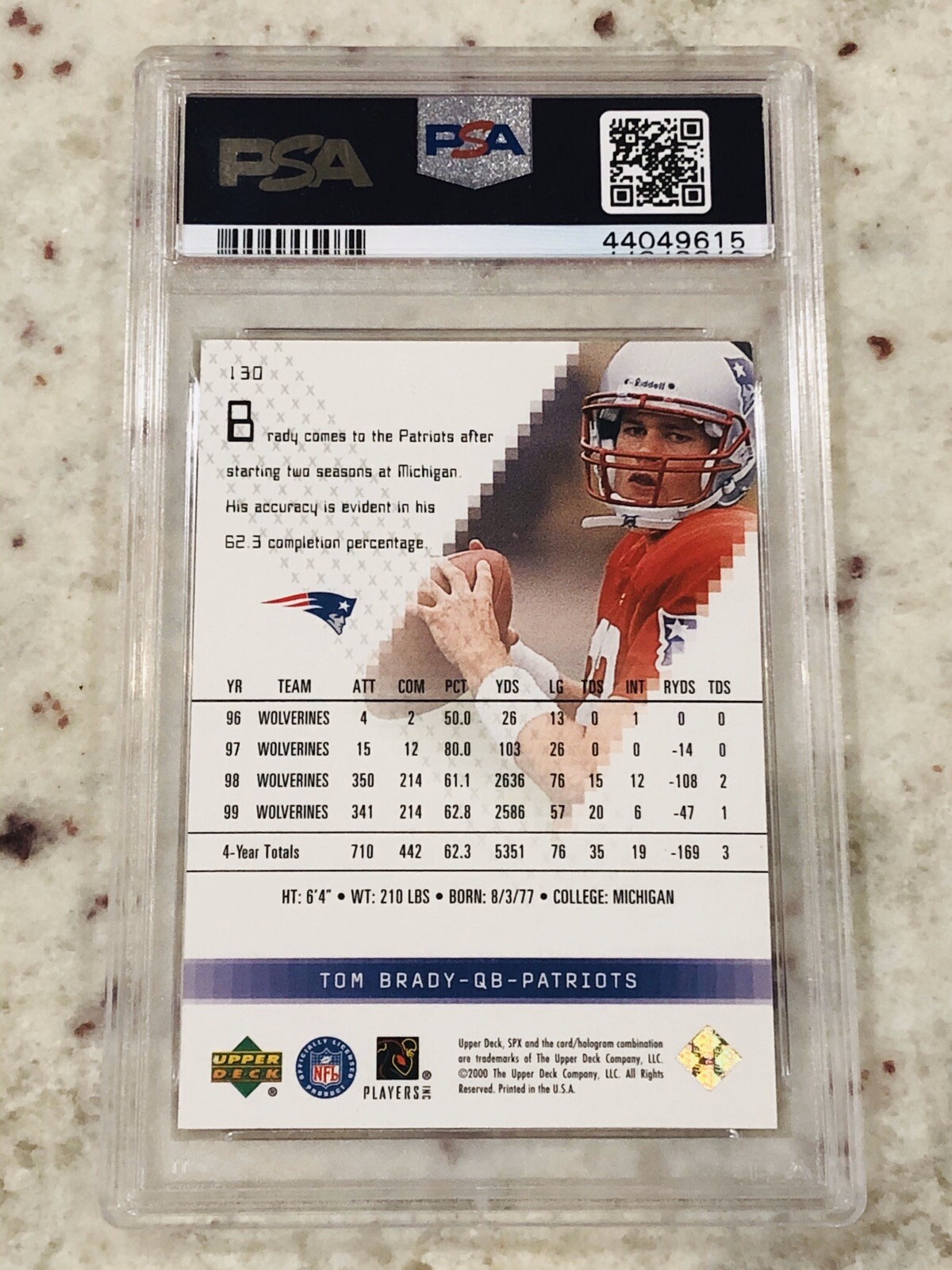 🔥 2000 TOM BRADY UPPER DECK SPX ROOKIE RC MINT #130 PSA 9 Short Print 🔥 ...