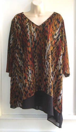 Catherines Stretch Crinkle Knit Short-Sleeve Top, Multi-Color, 18/20WP ...