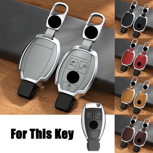 Aluminum Alloy Leather Car Key Fob Case Cover For Benz GLC GLK CLS GLA ...