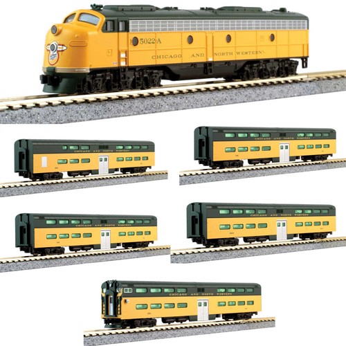 Kato C&NW EMD E8A & Pullman Bi-Lvl 400 Train Chicago & North Western N ...