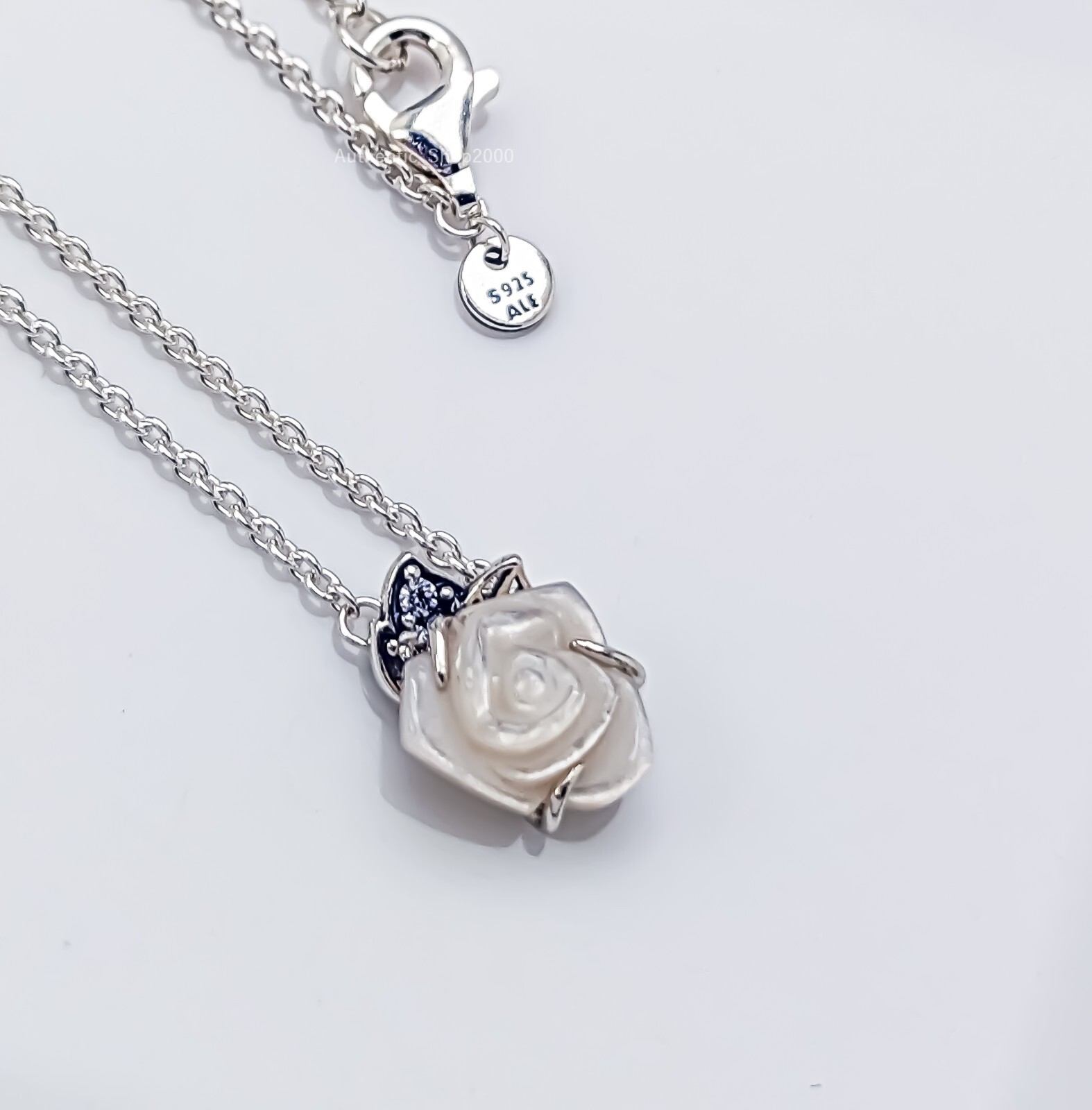 NEW 100% Authentic PANDORA 925 White Rose in Bloom Collier Necklace ...