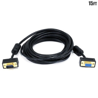 15FT SVGA VGA DB15 Male to Female Ultra Slim Monitor Extension Cable ...