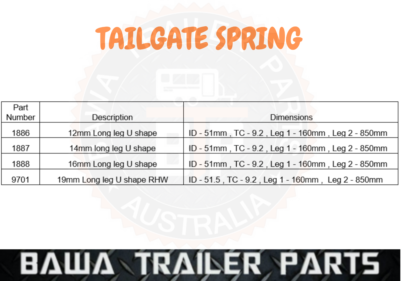 19mm Solid Horse Float Tailgate Spring Left - Tail Gate Coil Ramp Door ...