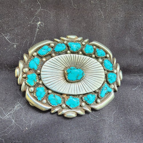 Vintage Wilson Begay Marked Sleeping Beauty Turquoise Silver Belt ...