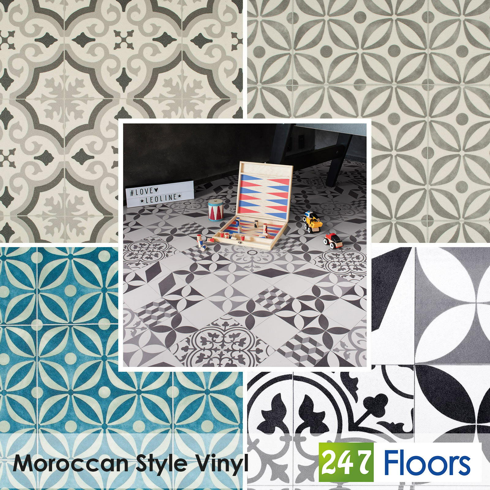 Moroccan Style Vinyl Flooring Cushion Portuguese Lino Kitchen Bathroom ...