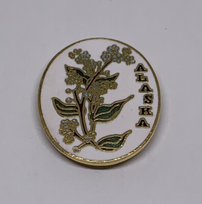 Alaska State Flower Alpine Forget Me Not 1983 Travel Souvenir Lapel Pin ...