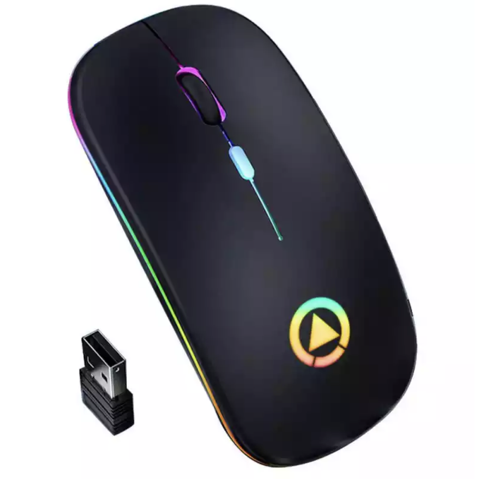 2.4GHz Wireless Optical Mouse USB Rechargeable RGB Cordless Mice For PC ...